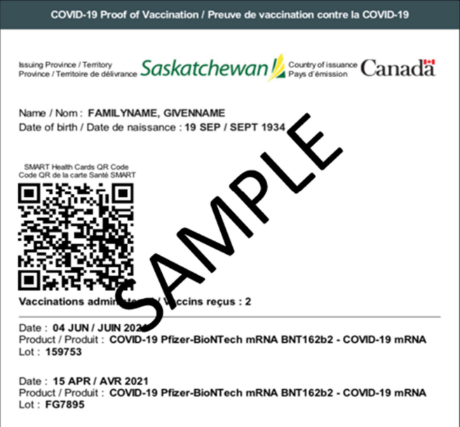 Proof of Vaccination QR Codes Now Available in Saskatchewan ...