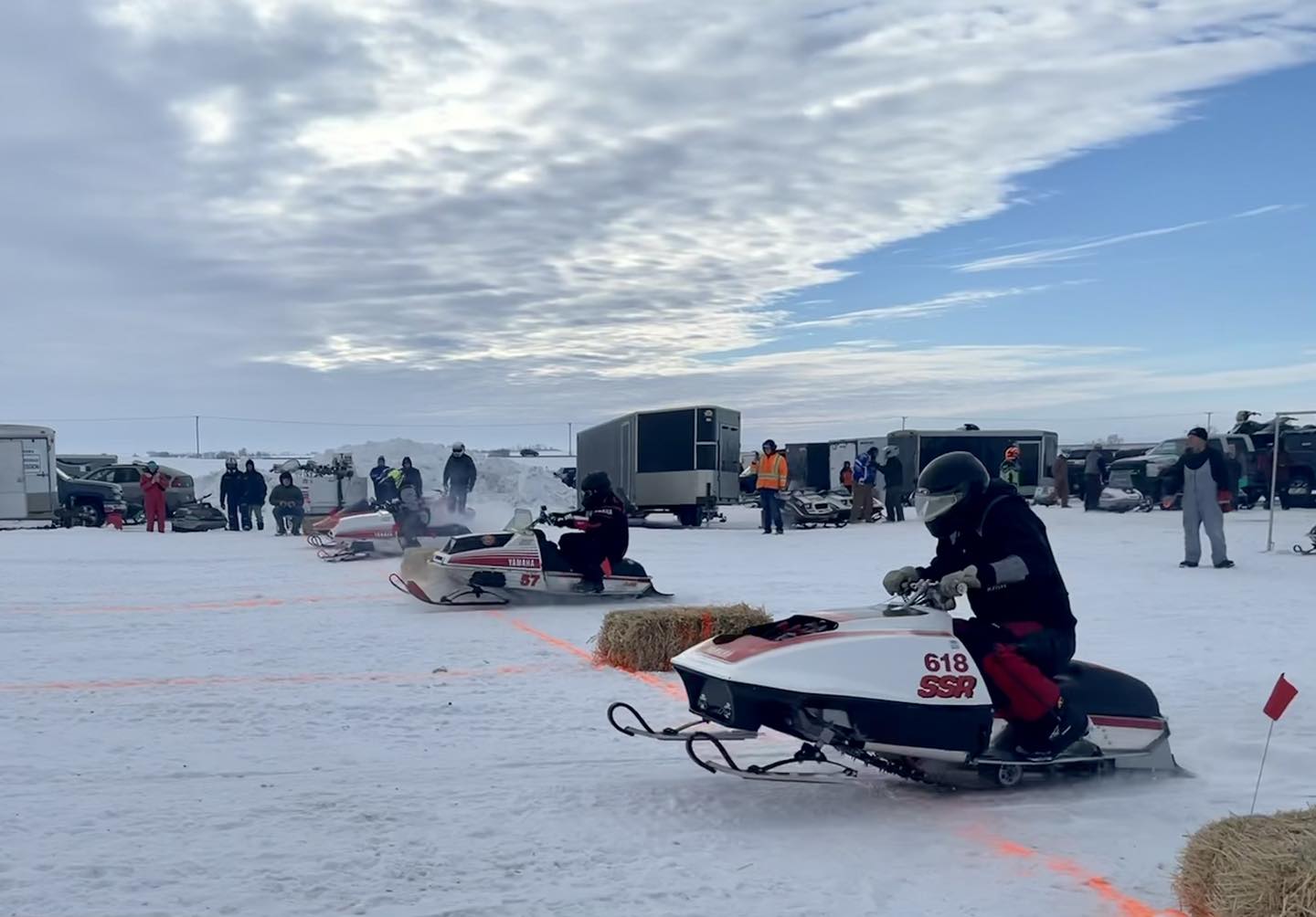 WATCH: Fantastic day of snowmobile drag racing captured by drone ...