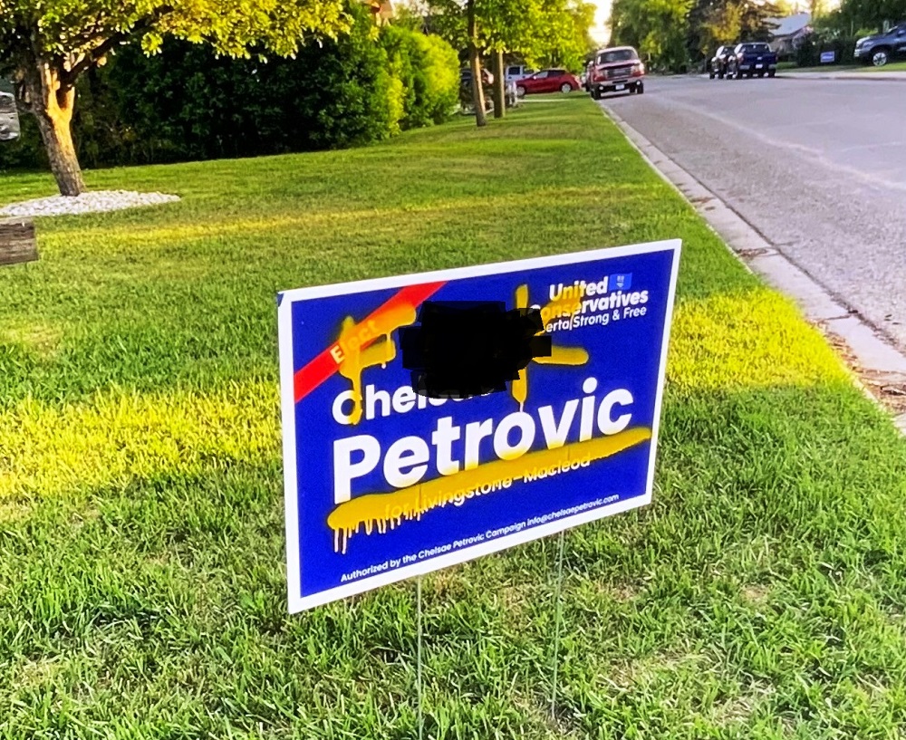 Spitzee Elementary school and UCP candidate signs defaced night before ...