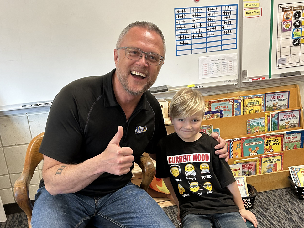 Singing the HERO SONG with all the CLASSROOM OF THE MONTH winners ...