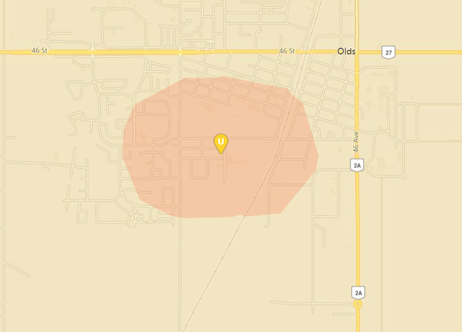Fortis reporting an unplanned power outage in Olds ...