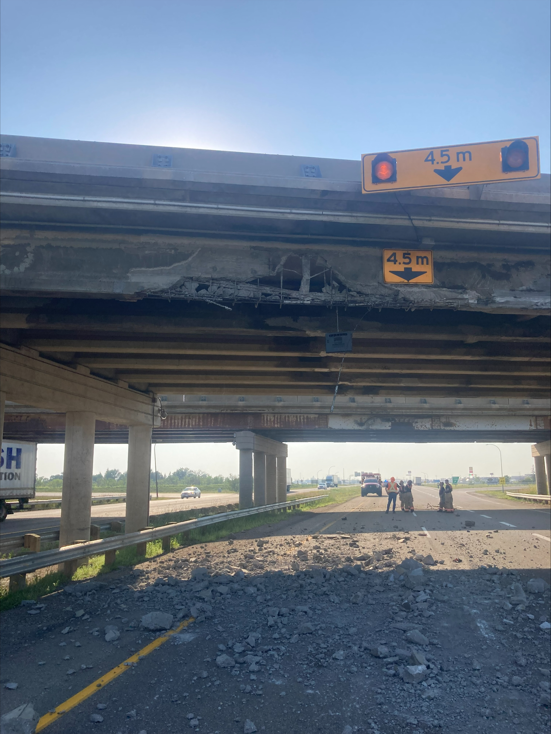 Highway 2 overpass repairs are underway following Wednesday's collision ...