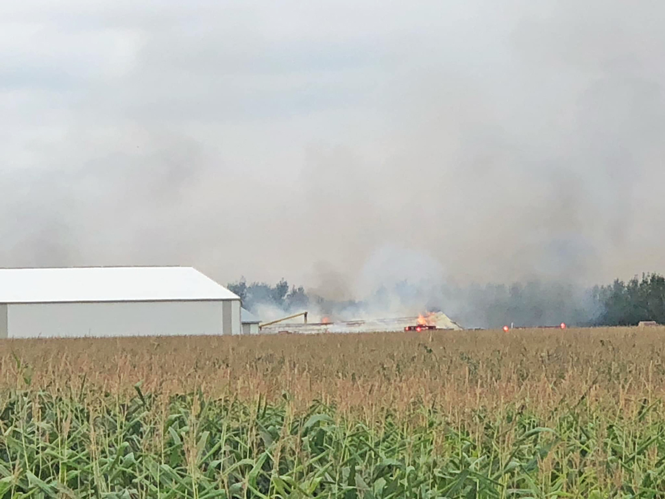 Two departments battle barn fire southeast of Landmark ...