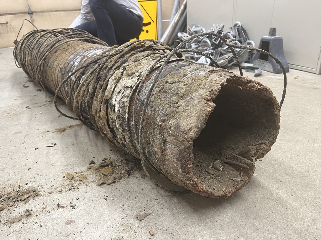 1900s wooden water pipe found during Infrastructure Renewal Project ...