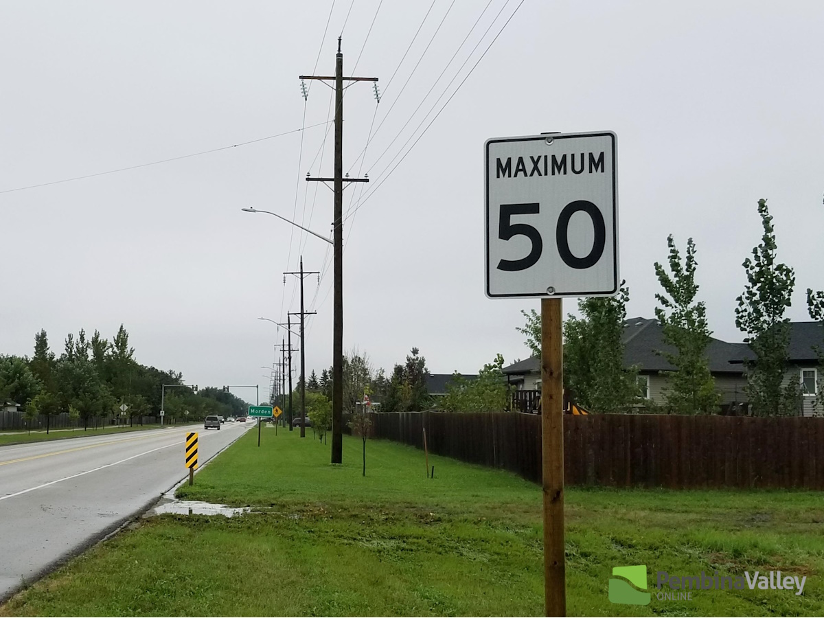 50km/h speed zone extended northward on Morden's Mountain Street ...