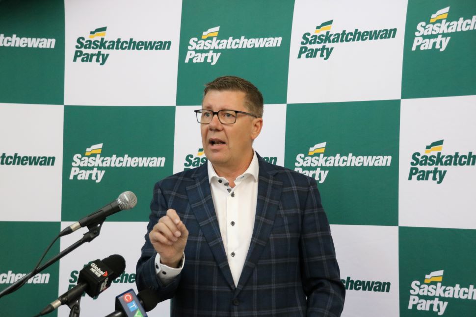 Premier Scott Moe addresses supporters during Moose Jaw visit ...