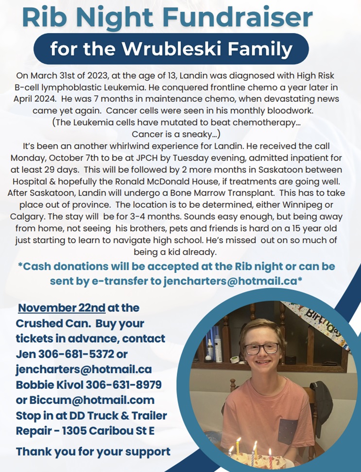 Rib Night in support of Wrubleski Family - DiscoverMooseJaw.com - Local ...