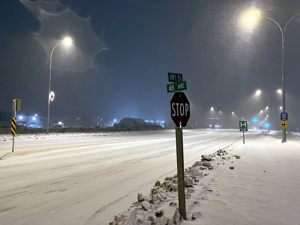 Poor visibility on Central Alberta highways this morning; snowfall ...