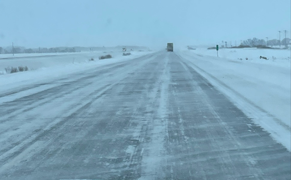 Icy conditions and snow flurries prompt caution on the Trans-Canada ...