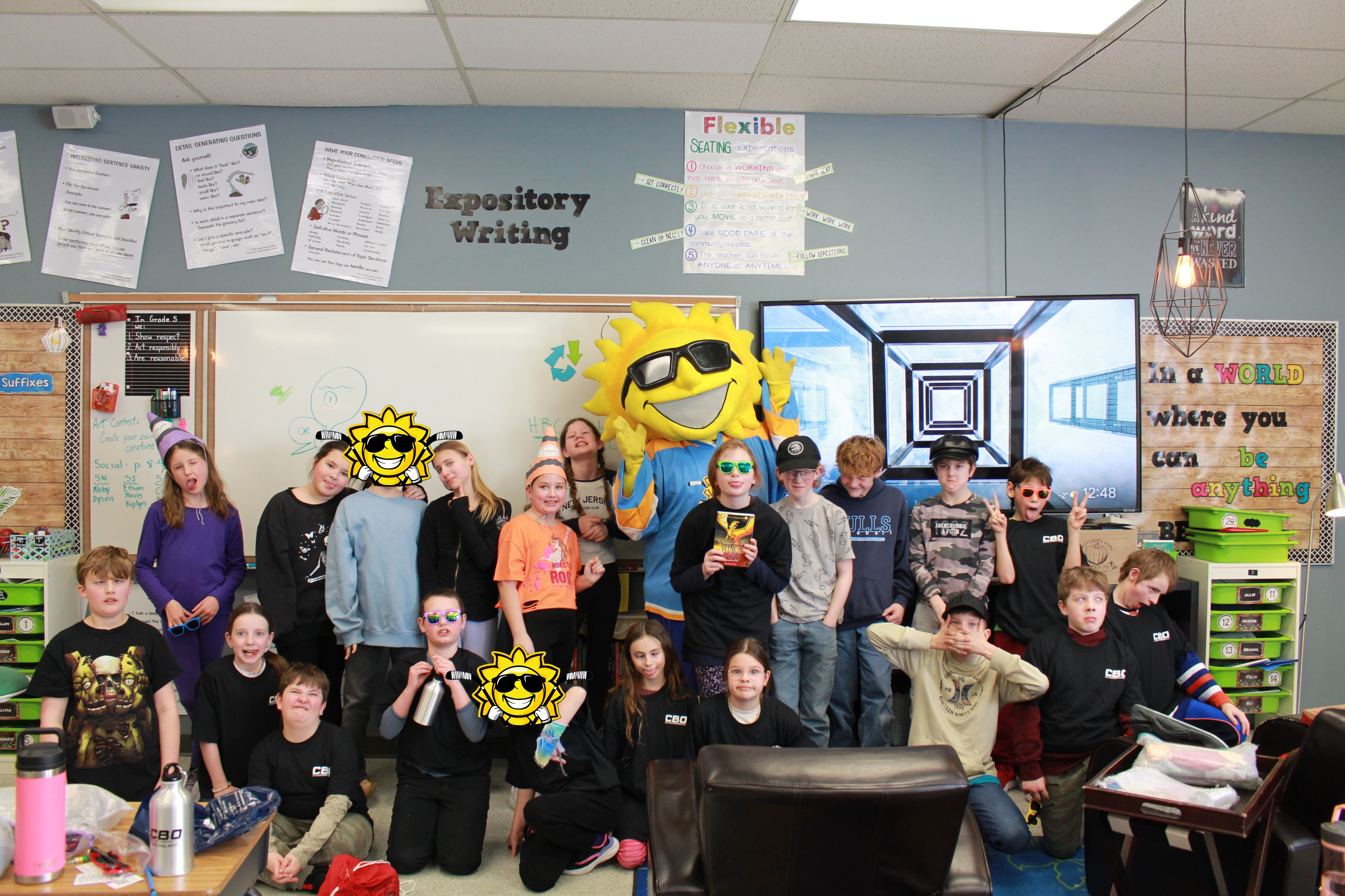 Sunny celebrates Classroom of the Month with Penhold Grade 5 class ...