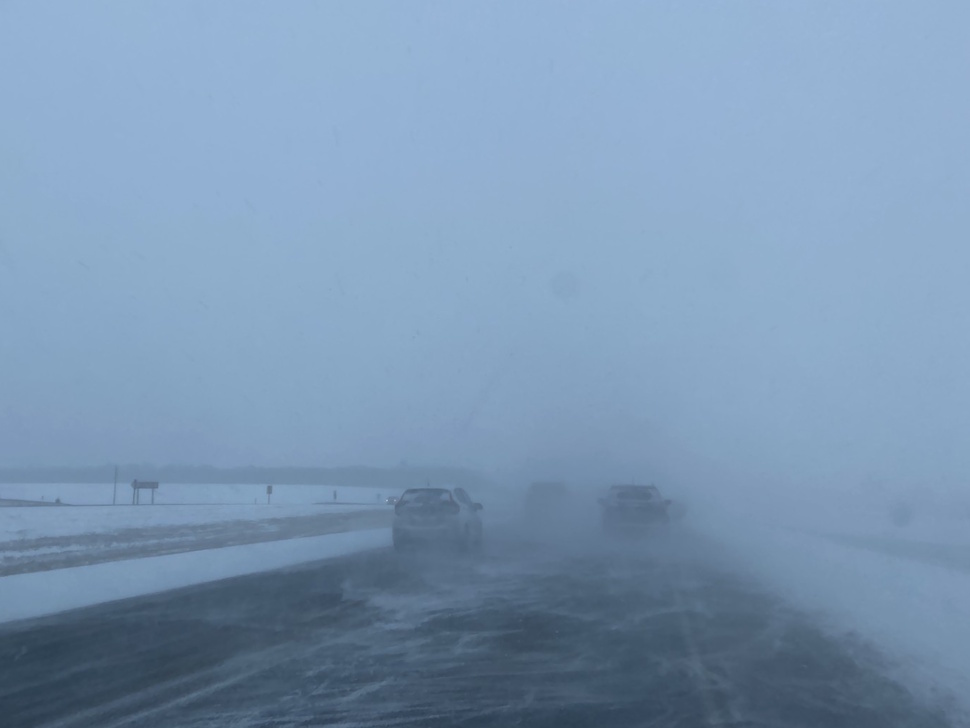 Area highways snow covered; visibility limited in some areas ...