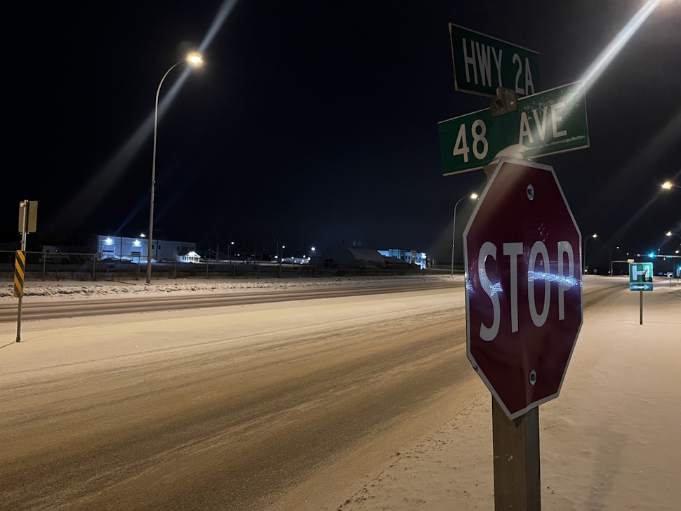 Central Alberta highways partly snow-covered this morning; blowing snow ...