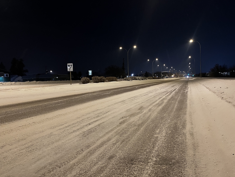 Central Alberta highways snow-covered with icy sections this morning ...