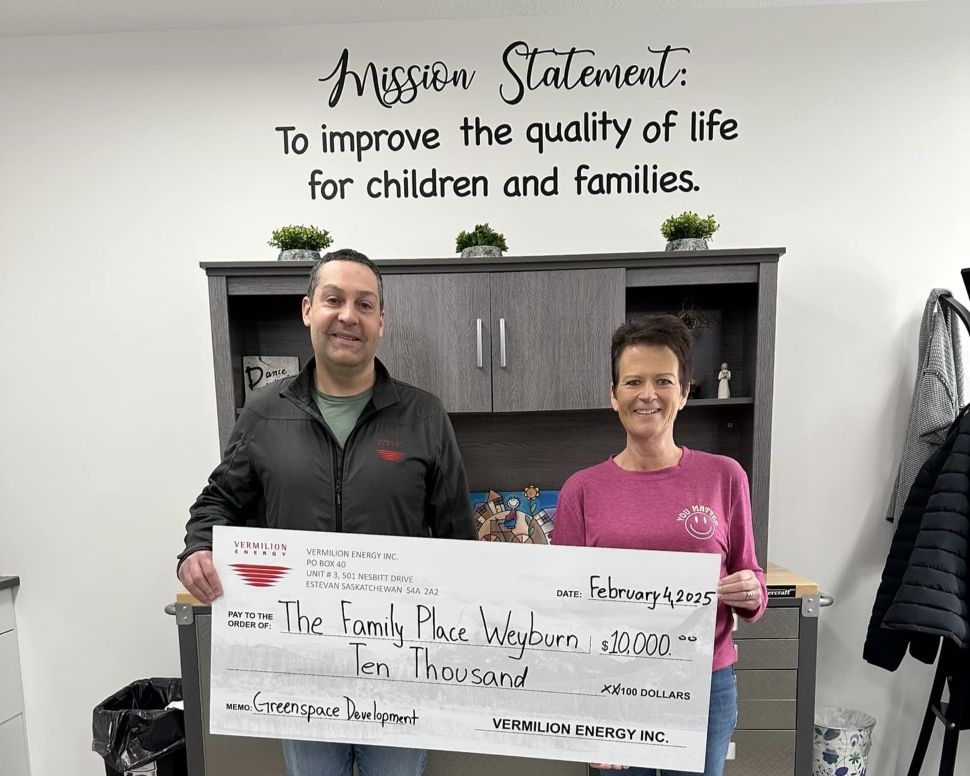 Family Place receives donation from Vermillion Energy - DiscoverWeyburn ...