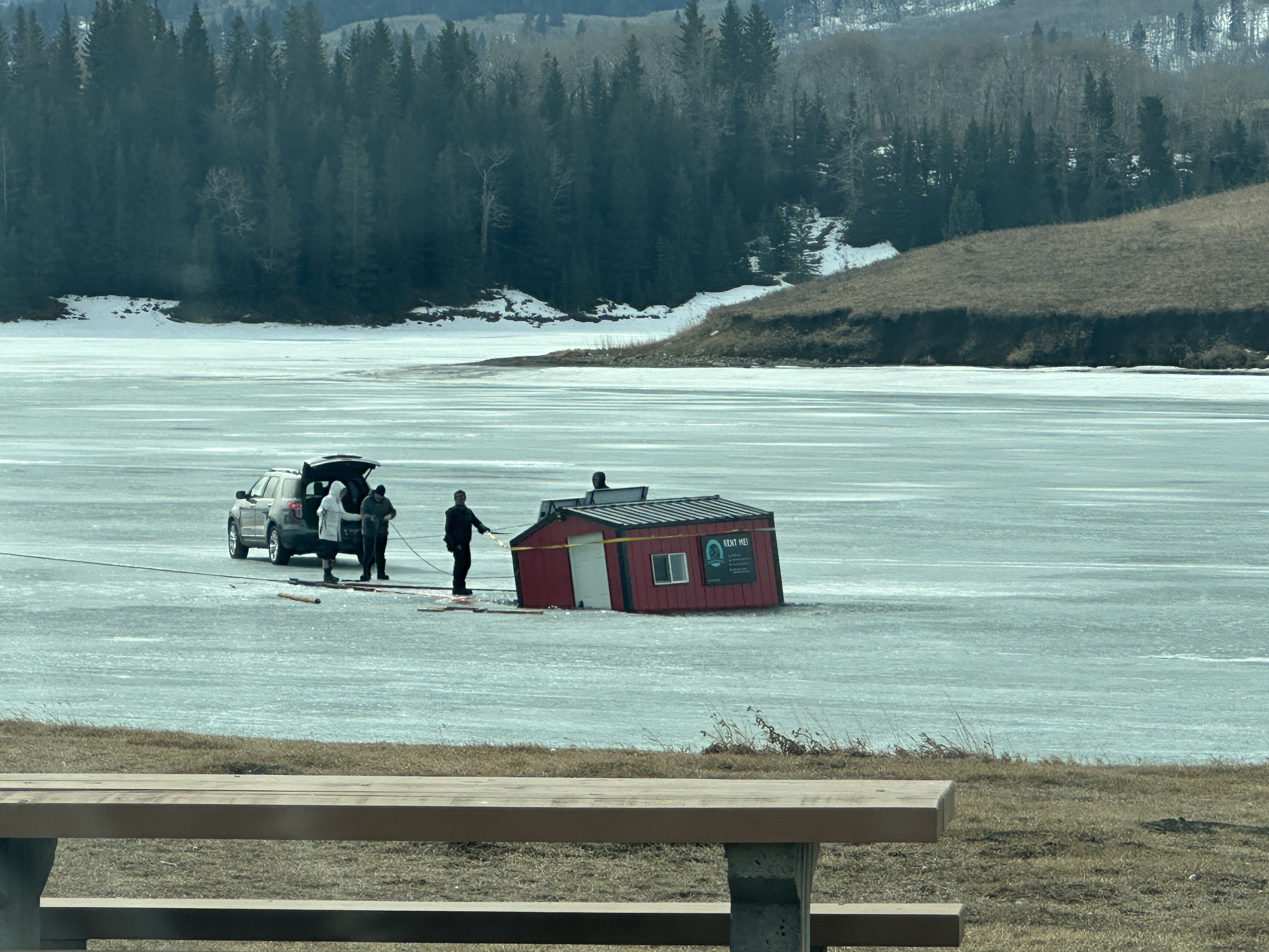 RCMP warn of unstable ice after fishing structure breaks through on ...