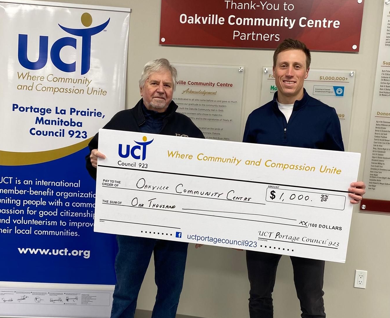UCT supports Oakville’s new community centre with generous cheque ...