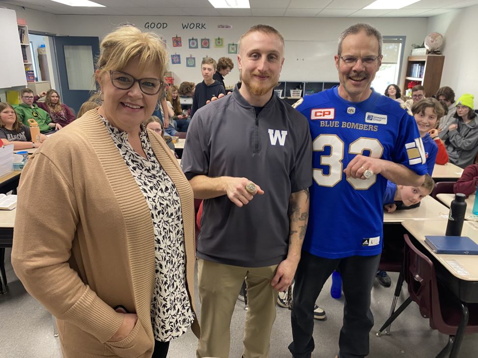 Winnipeg Blue Bomber Nick Hallett shares faith with Killarney students ...