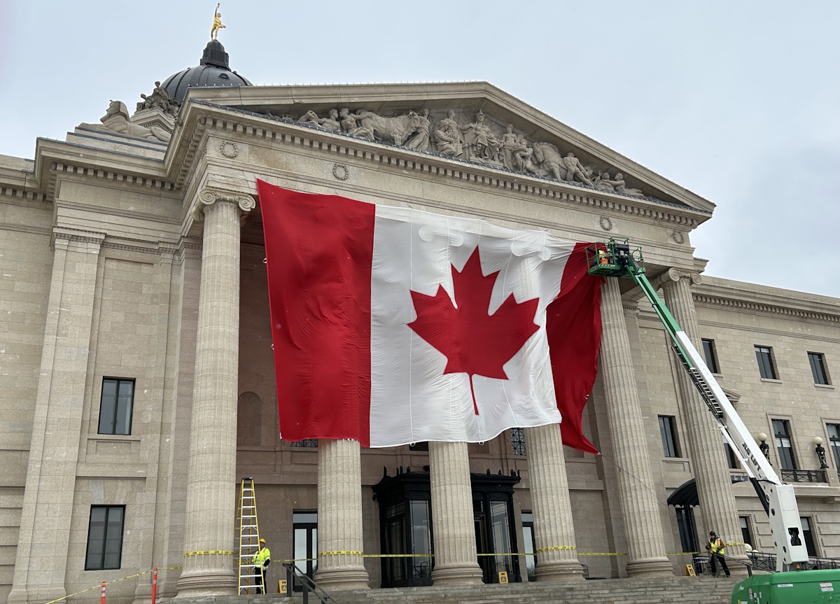 Manitoba government adopts, fixes torn Canadian flag from football team ...
