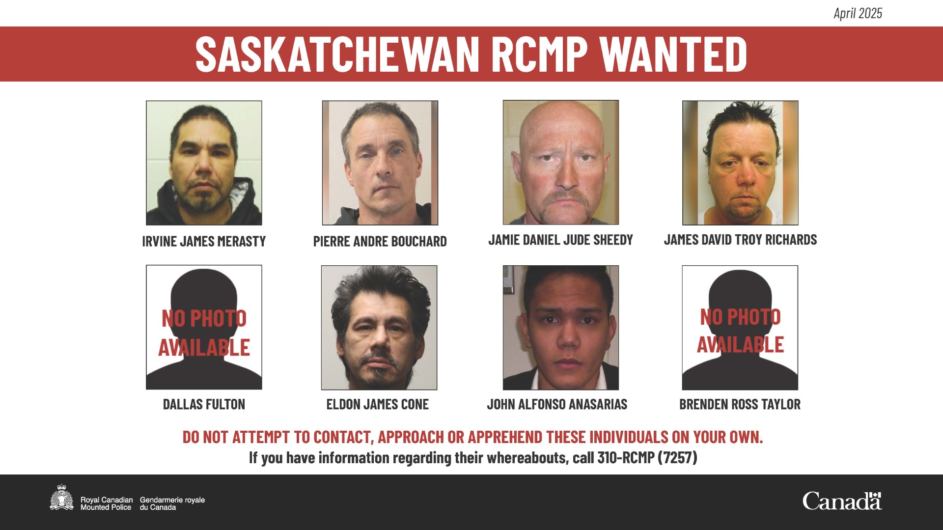 RCMP sends out list of 11 currently wanted individuals for April update ...