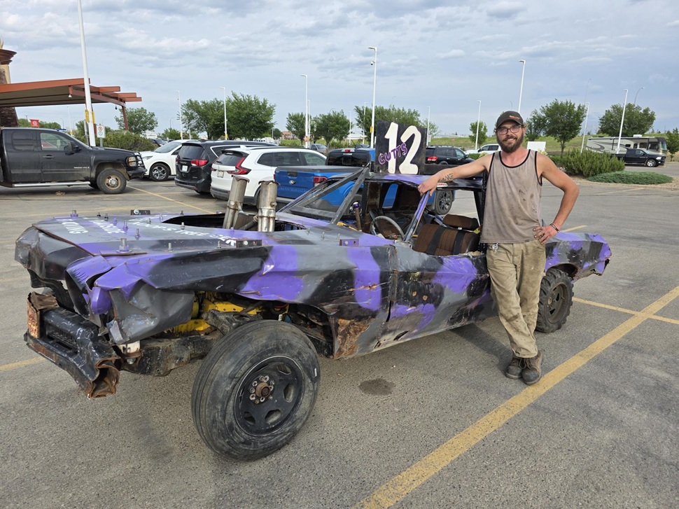 Under the Hood of this rough and tumble demolition derby car ...