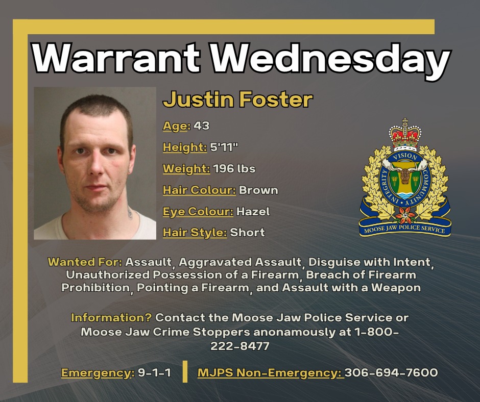 Warrant Wednesday: Police seeking Justin Foster - DiscoverMooseJaw.com ...