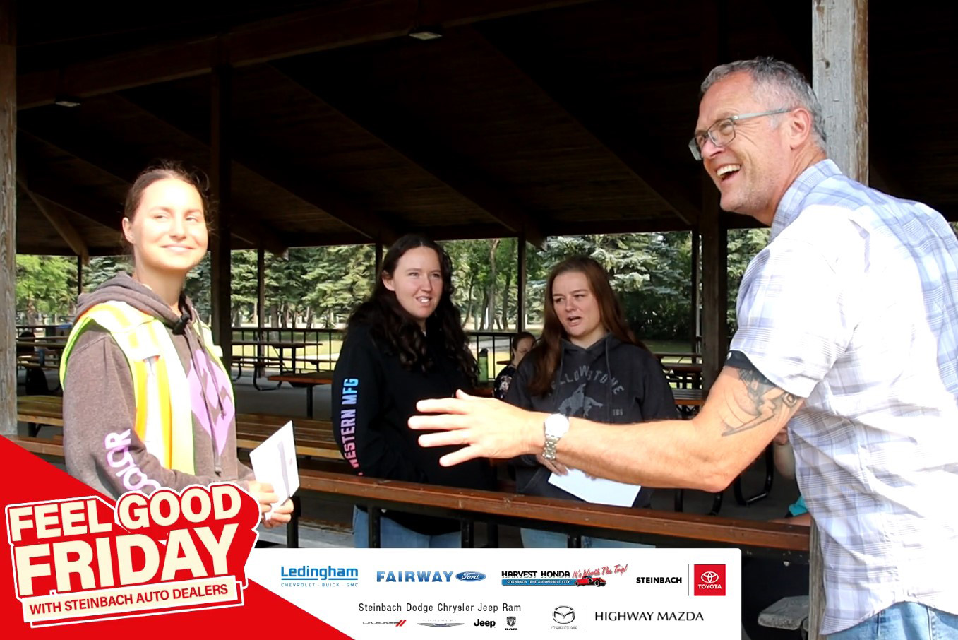 Handing out blessings at AD Penner Park for Feel Good Friday ...