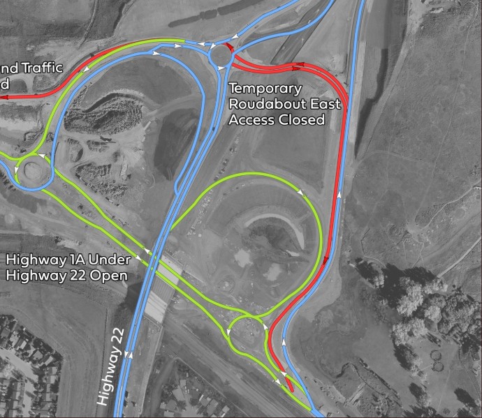 Major traffic changes coming to Hwy 1A/22 interchange this weekend ...