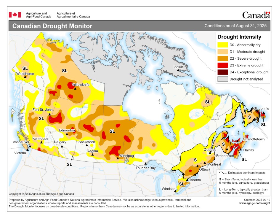 Drought conditions improved last month in some areas of the prairies ...
