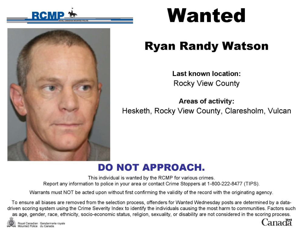 RCMP searching for wanted man, could be in the Foothills ...
