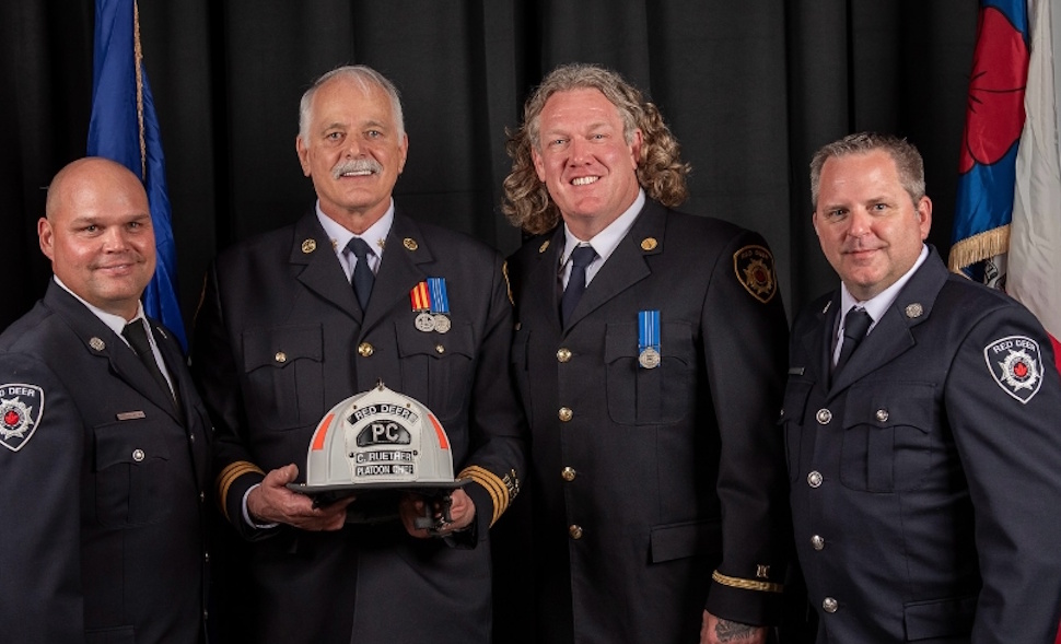 Red Deer Firefighters honour three members with over a century of ...