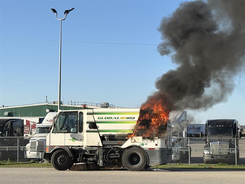 Street sweeper catches fire in Steinbach early Thursday evening ...