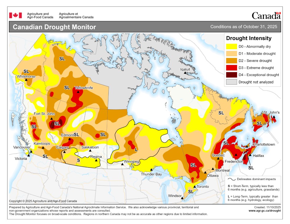 Drought deepens in western Prairies as late-season rains bring relief ...