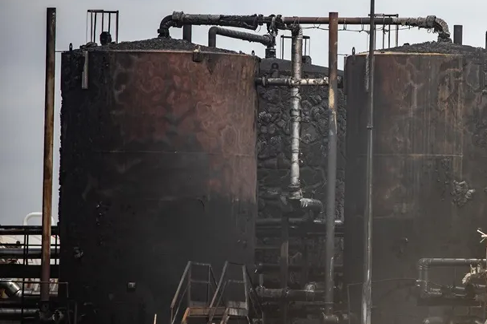 Oil storage tank fire west of Hoosier contained with no injuries ...