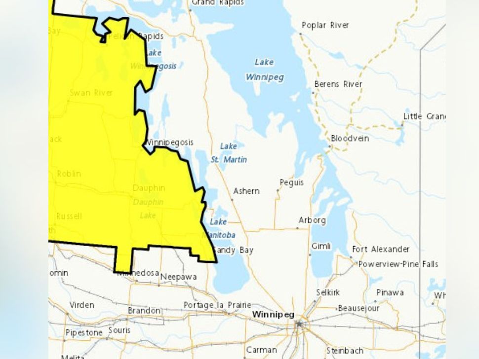 Yellow advisory with snowfall warning for central western Manitoba ...