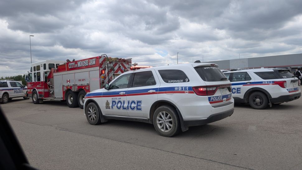 First responders attend scene of collision between motorbike, parked ...